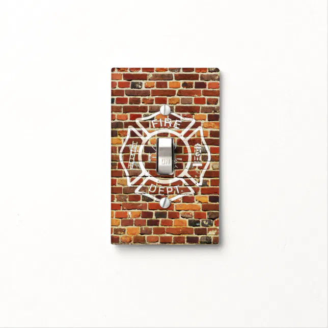 Firefighter Logo Brick Wall Light Switch Cover | Zazzle