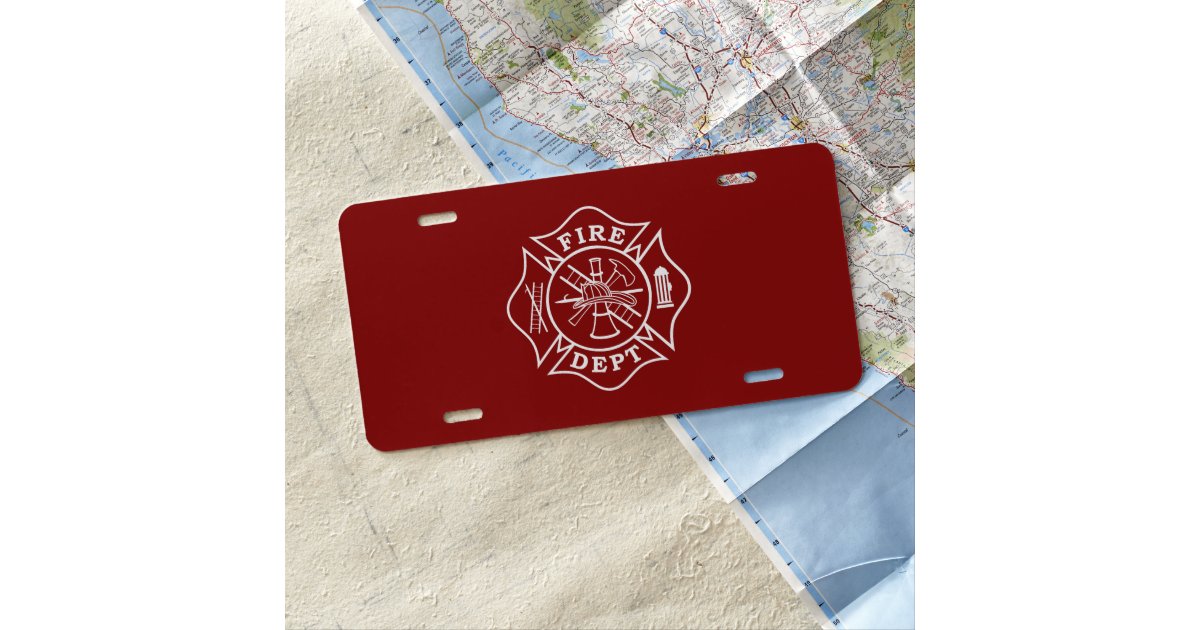Firefighter Maltese Cross Aluminum License Plate | Zazzle