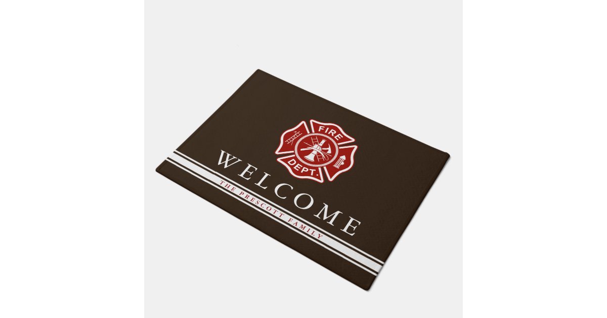 Firefighter Maltese Cross | Coffee Welcome Doormat | Zazzle