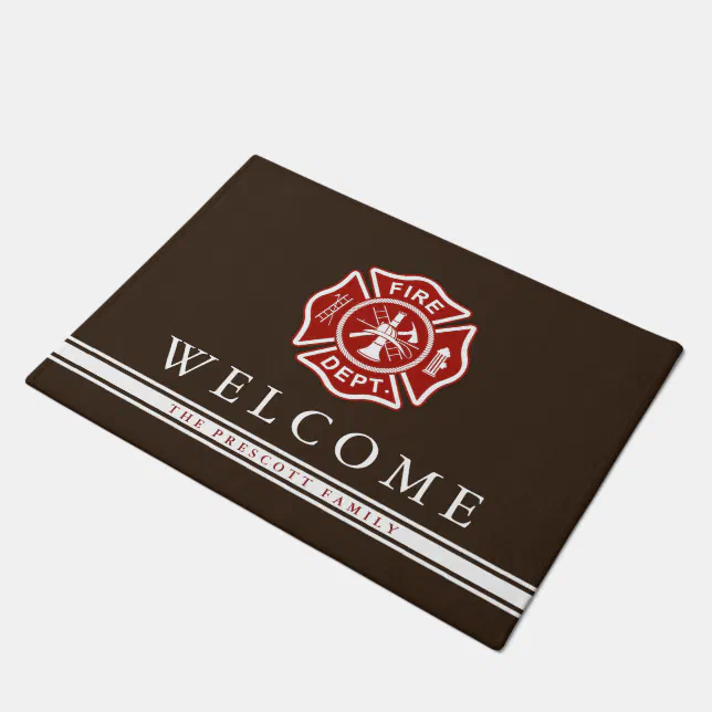 Firefighter Maltese Cross | Coffee Welcome Doormat | Zazzle