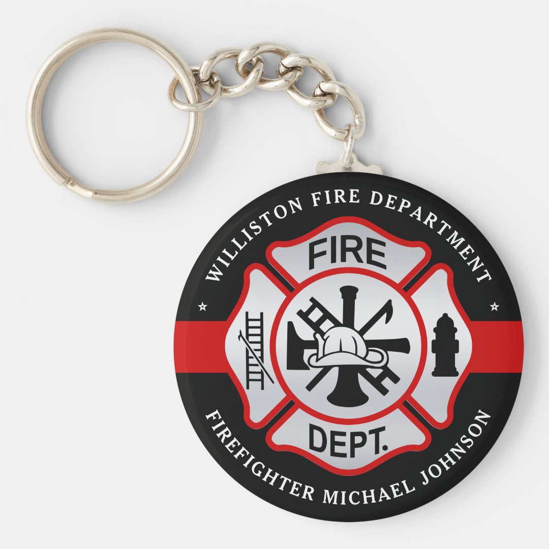 Firefighter Maltese Cross Personalized Fireman Keychain | Zazzle