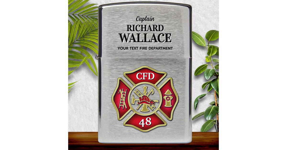 Firefighter Maltese Cross Personalized Zippo Lighter | Zazzle