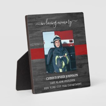 Firefighter Memorial Fallen In Loving Memory Plaque | Zazzle