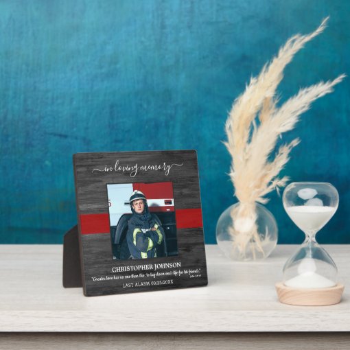 Firefighter Memorial Fireman In Loving Memory Plaque | Zazzle