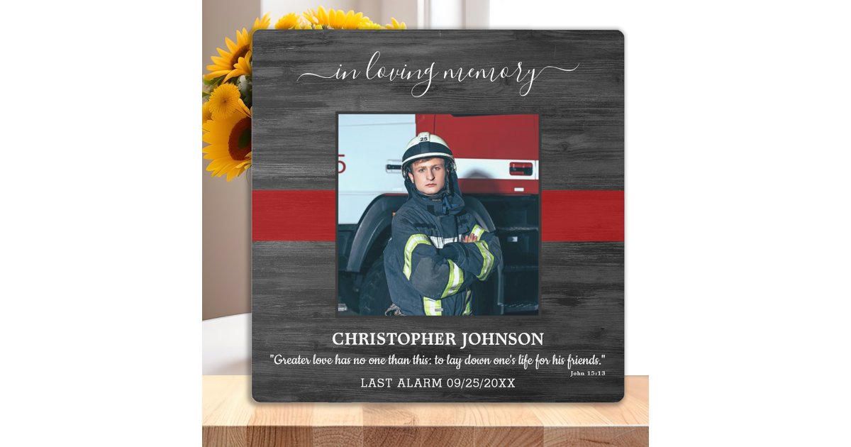 Firefighter Memorial Fireman In Loving Memory Plaque | Zazzle