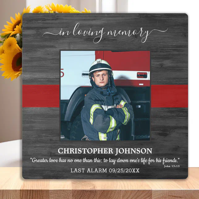 Firefighter Memorial Fireman In Loving Memory Plaque | Zazzle