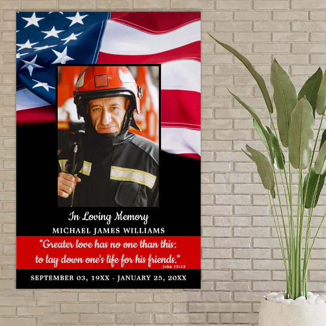 Firefighter Memorial In Loving Memory Funeral Poster | Zazzle