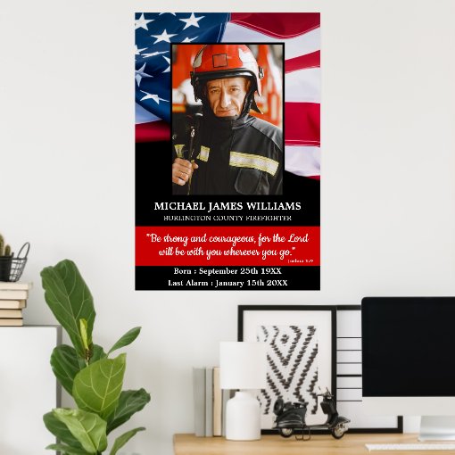Firefighter Memorial Keepsake Fireman Funeral Poster | Zazzle