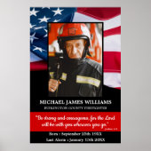Firefighter Memorial Keepsake Fireman Funeral Poster | Zazzle