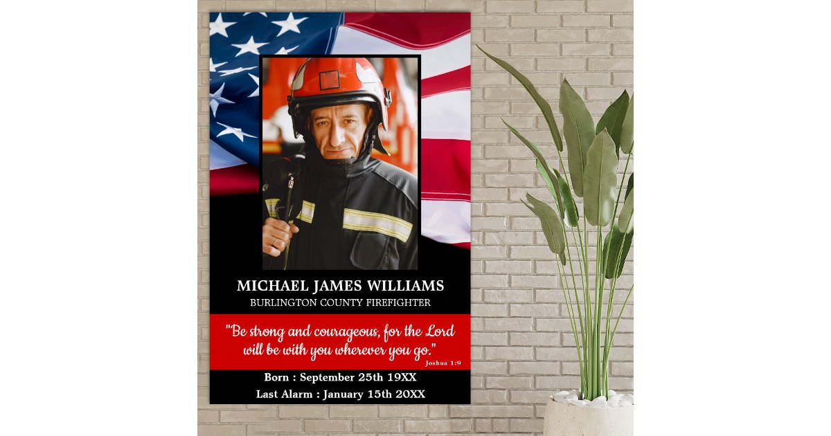 Firefighter Memorial Keepsake Fireman Funeral Poster | Zazzle