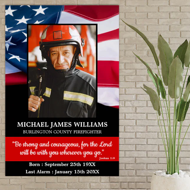 Firefighter Memorial Keepsake Fireman Funeral Poster | Zazzle