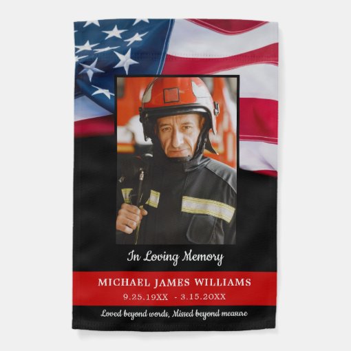 Firefighter Memorial Remembrance Cemetery Garden Flag | Zazzle