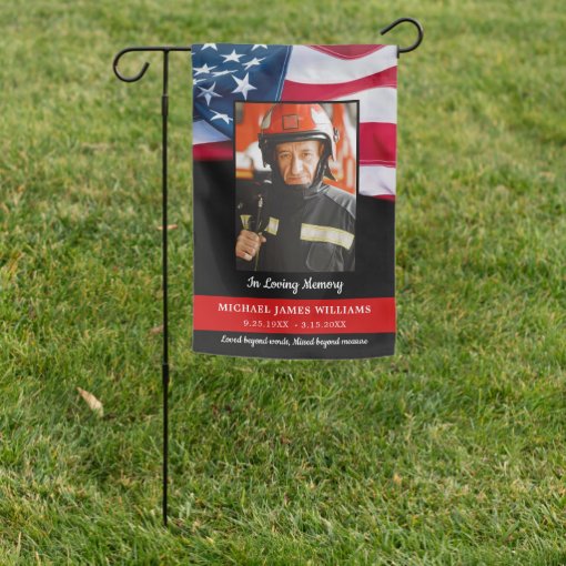 Firefighter Memorial Remembrance Cemetery Garden Flag | Zazzle