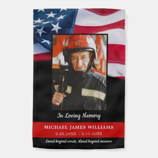 Firefighter Memorial Remembrance Cemetery Garden Flag | Zazzle