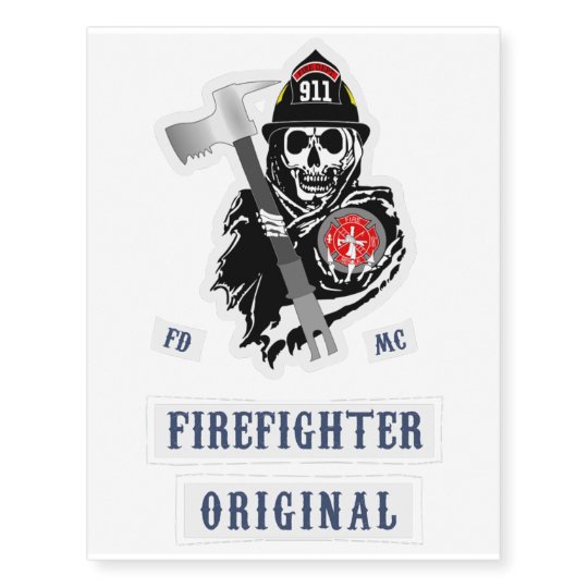 Firefighter Motorcycle Club Tattoo! Temporary Tattoos | Zazzle.com