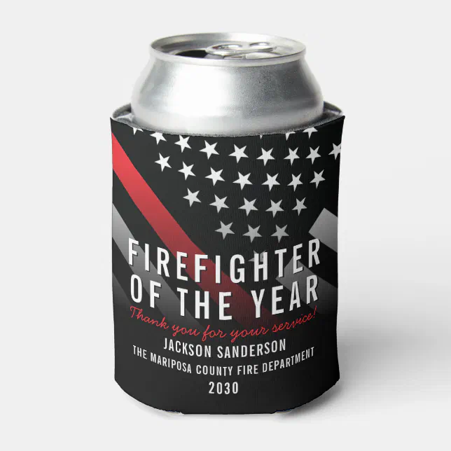Firefighter of the Year Employee Fire Flag Can Cooler | Zazzle
