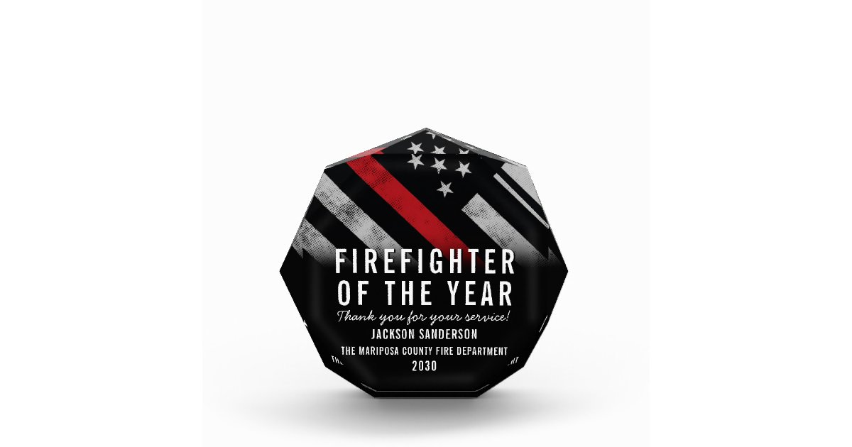 Firefighter of the Year Employee Recognition Acrylic Award | Zazzle