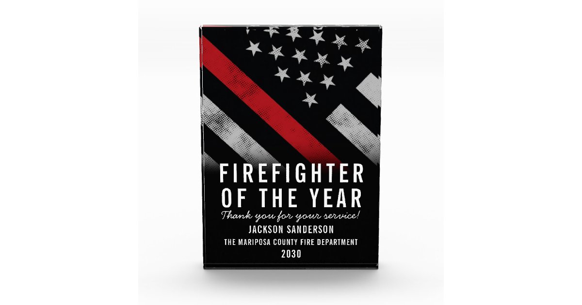 Firefighter of the Year Employee Recognition Acrylic Award | Zazzle