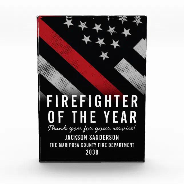 Firefighter of the Year Employee Recognition Photo Block | Zazzle