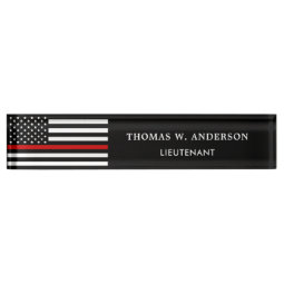 Firefighter Personalized Thin Red Line Desk Name Plate | Zazzle