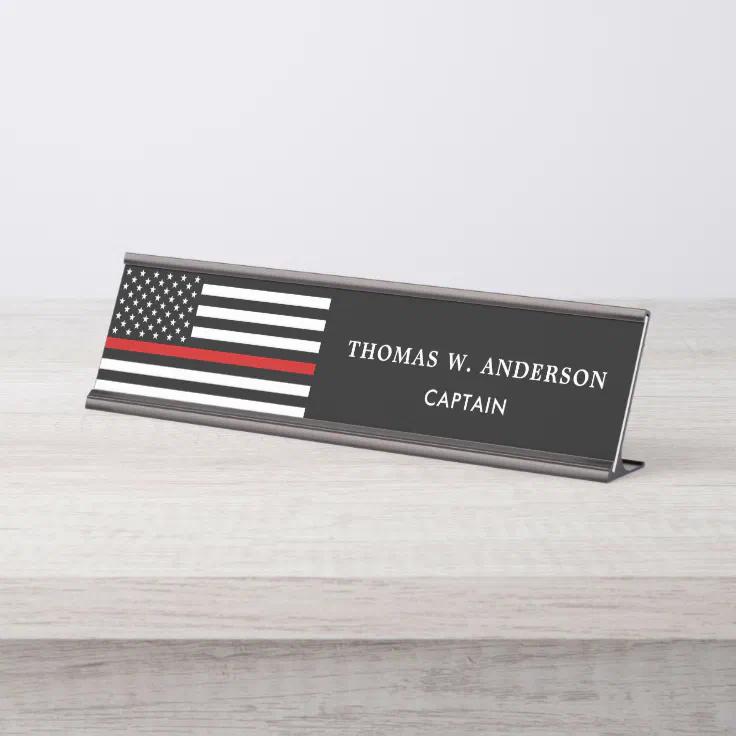 Firefighter Personalized Thin Red Line Desk Name Plate | Zazzle