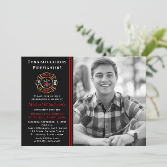 Firefighter Photo Graduation Announcement | Party | Zazzle
