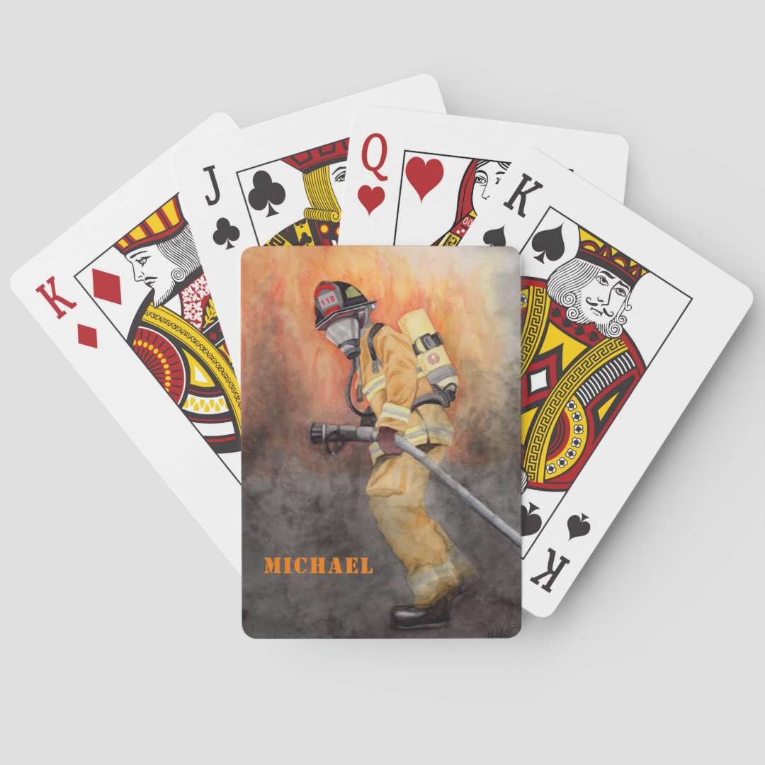 Firefighter Playing Cards Fireman Station Number | Zazzle