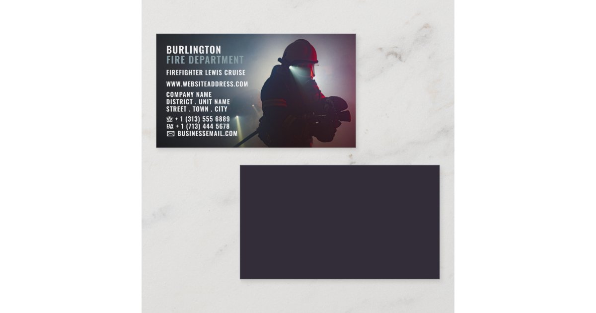 Firefighter Portrait, Firefighter Business Card | Zazzle