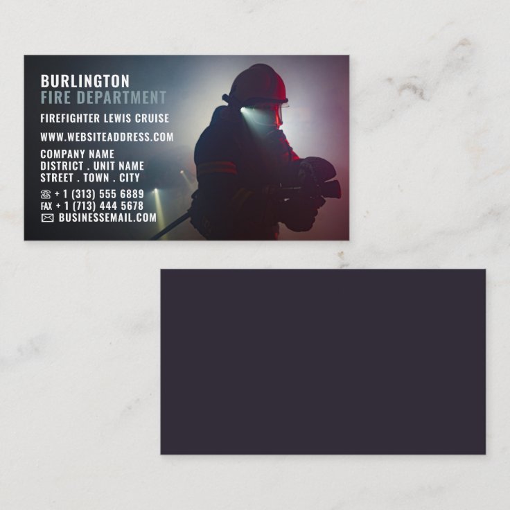 Firefighter Portrait, Firefighter Business Card | Zazzle