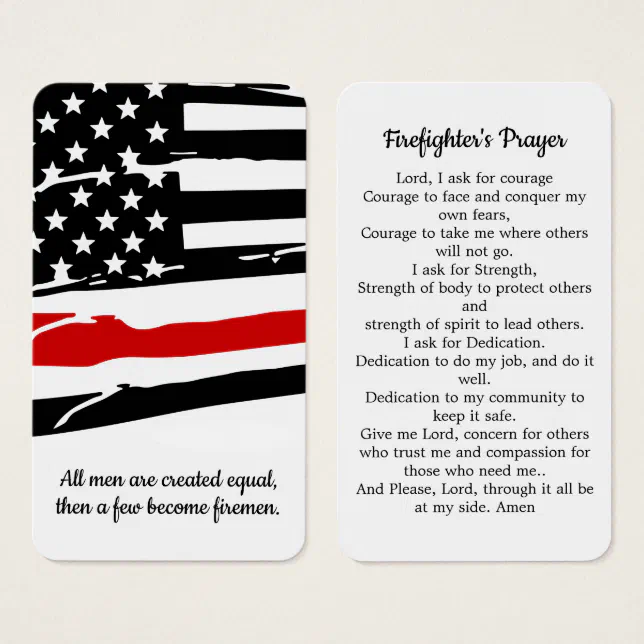 Firefighter Prayer Card Thin Red Line Graduation | Zazzle