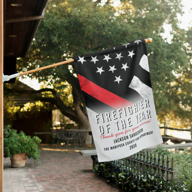 Firefighter Red Line Fire Employee Recognition House Flag | Zazzle