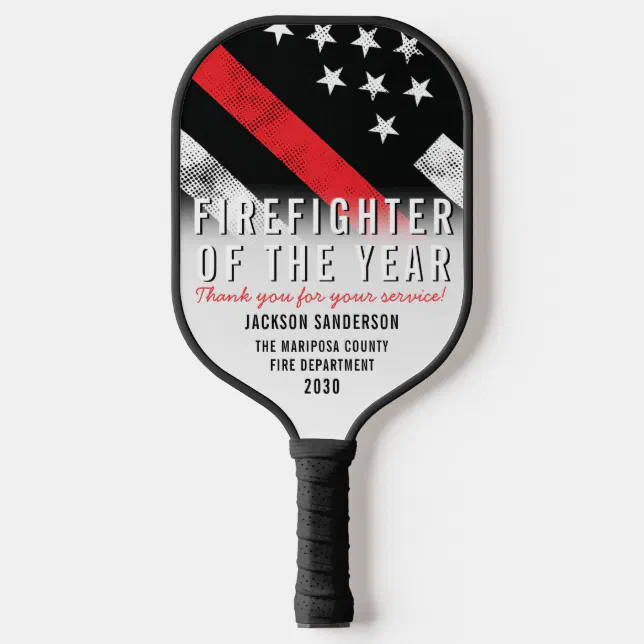 Firefighter Red Line Flag Employee Recognition Pickleball Paddle | Zazzle