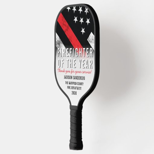 Firefighter Red Line Flag Employee Recognition Pickleball Paddle | Zazzle