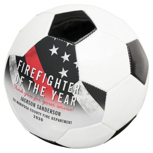 Firefighter Red Line Flag Employee Recognition Soccer Ball | Zazzle