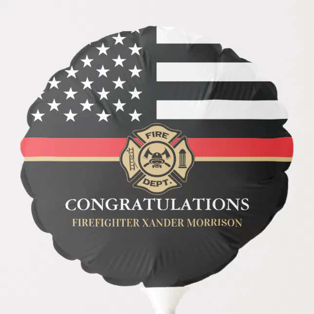 Firefighter Red Line Flag Fire Academy Graduation Balloon | Zazzle