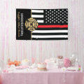 Firefighter Red Line Flag Fire Academy Graduation Banner | Zazzle