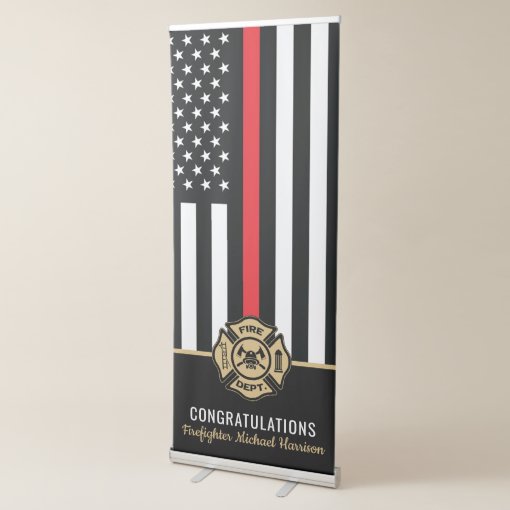 Firefighter Red Line Flag Fire Academy Graduation Retractable Banner ...