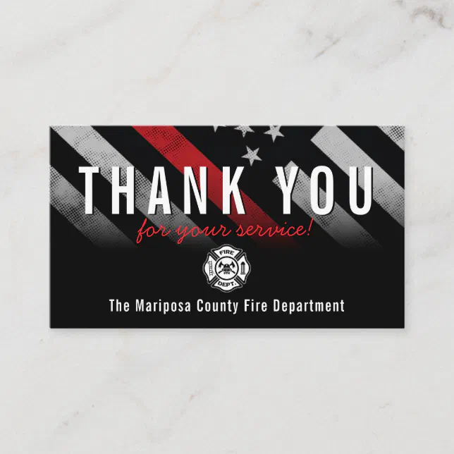 Firefighter Red Line Flag Responder Thank You Business Card | Zazzle