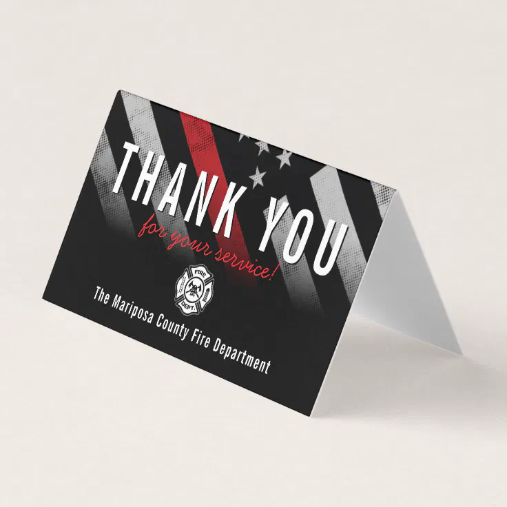 Firefighter Red Line Flag Responder Thank You Business Card | Zazzle