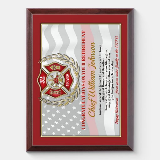Firefighter Retirement Award Plaque | Zazzle