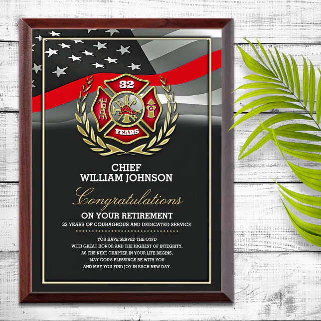 Firefighter Retirement Award Plaque Zazzle