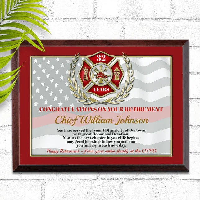 Firefighter Retirement Award Plaque | Zazzle