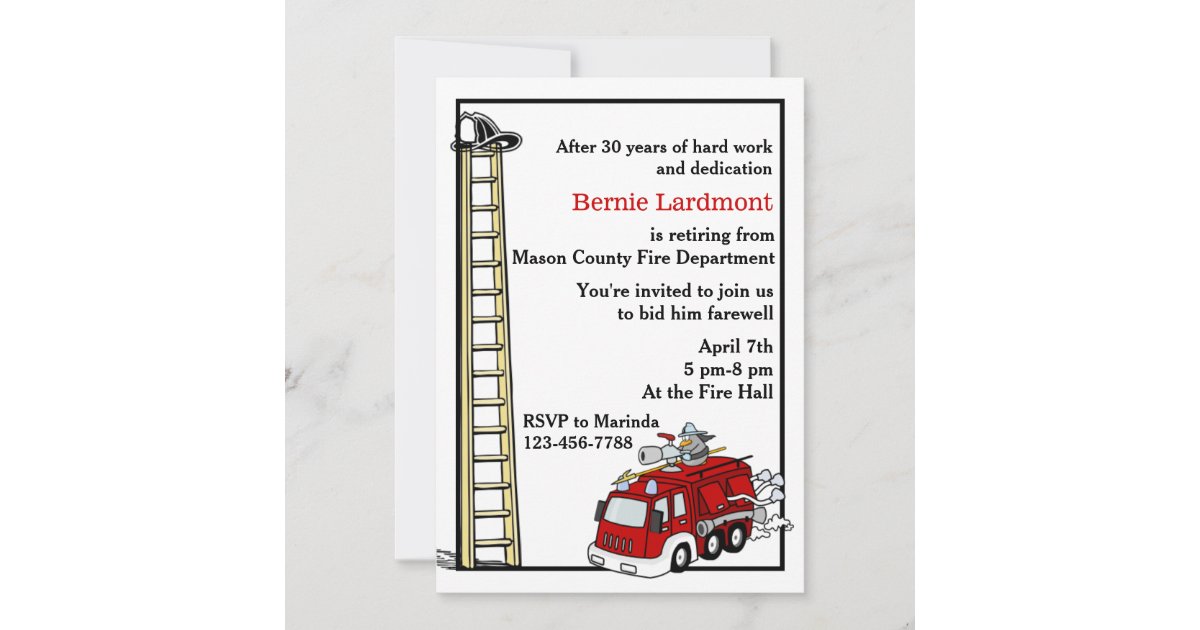 Firefighter Retirement/Birthday Party Invitation | Zazzle