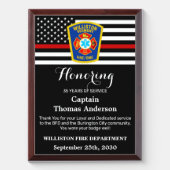 Firefighter Retirement Department Custom Logo Award Plaque | Zazzle