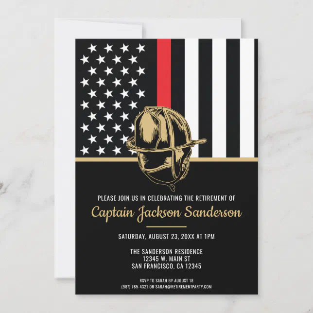 Firefighter Retirement Fire Department Fireman Invitation | Zazzle