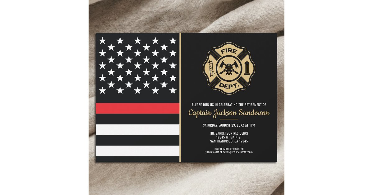 Firefighter Retirement Fire Department Fireman Invitation | Zazzle