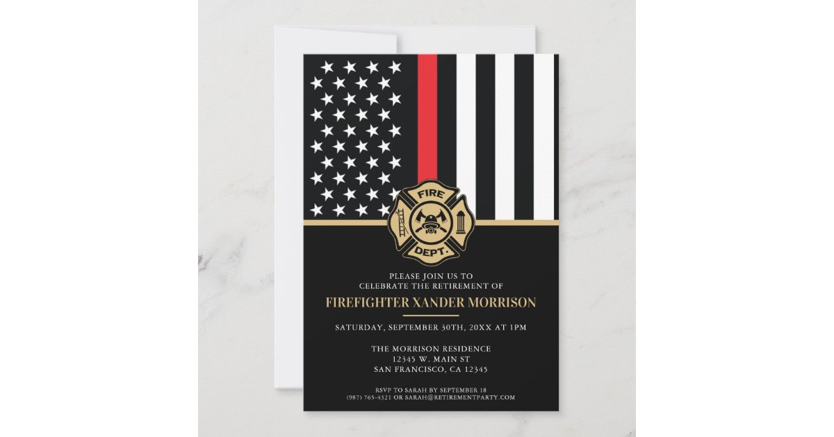 Firefighter Retirement Fire Department Party Invitation | Zazzle