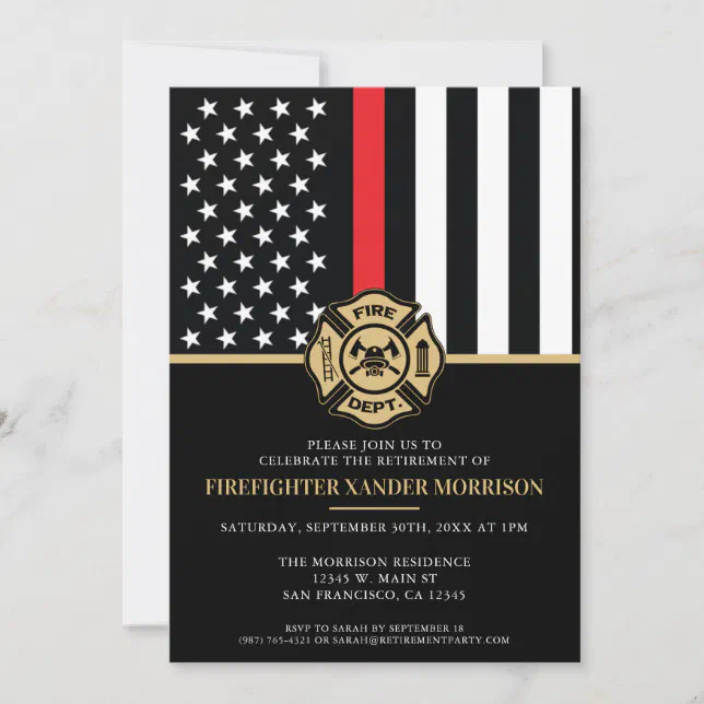 Firefighter Retirement Fire Department Party Invitation | Zazzle