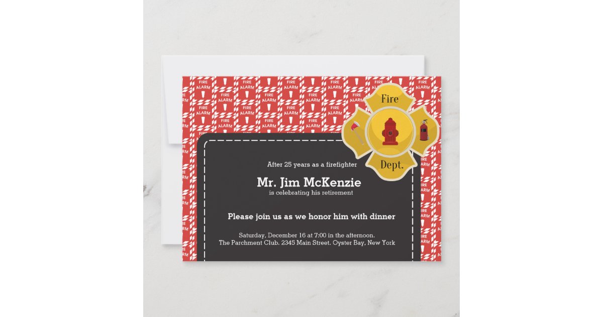 Firefighter retirement invitation | Zazzle