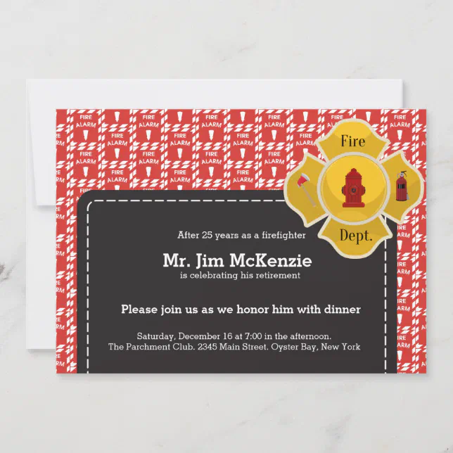 Firefighter retirement invitation | Zazzle